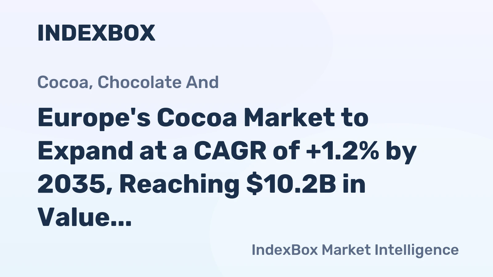 Europe's Cocoa Market to Expand at a CAGR of +1.2% by 2035, Reaching $10.2B in Value