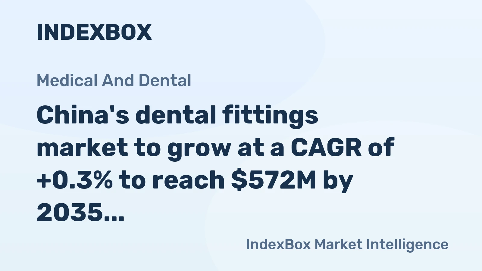 China's dental fittings market to grow at a CAGR of +0.3% to reach $572M by 2035