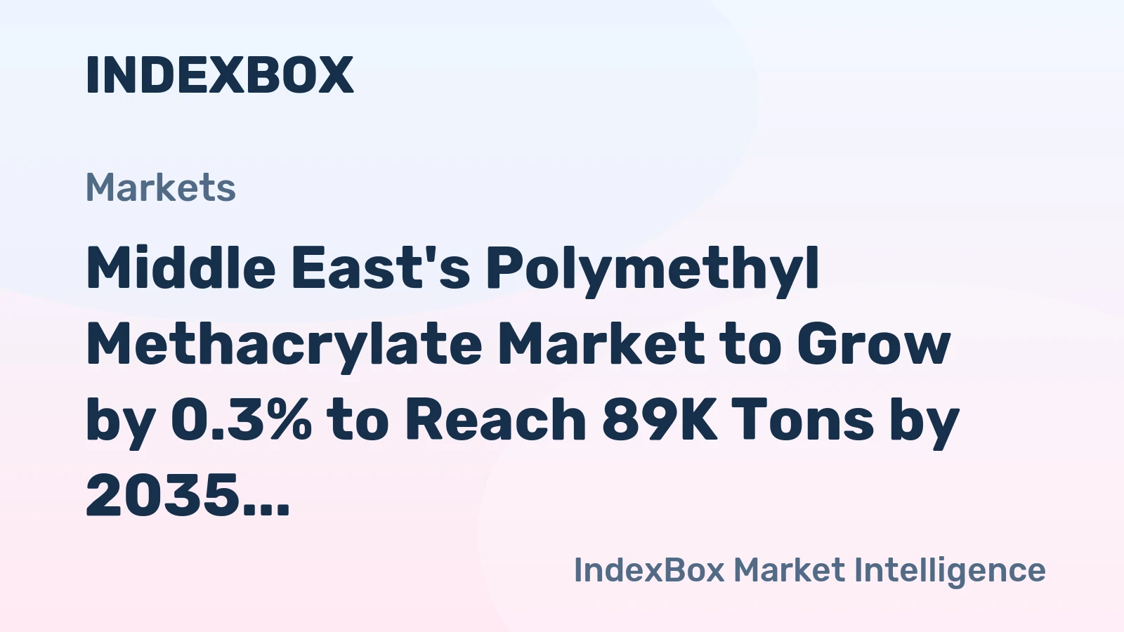 Middle East's Polymethyl Methacrylate Market to Grow by 0.3% to Reach 89K Tons by 2035, Valued at $296M