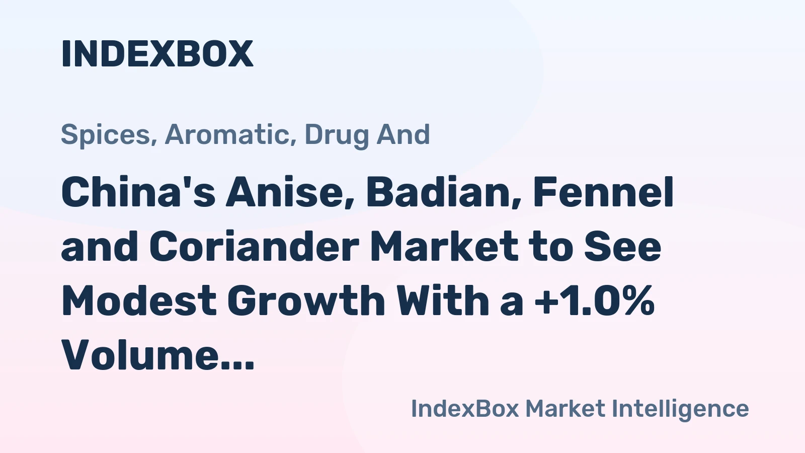 China's Anise, Badian, Fennel and Coriander Market to See Modest Growth With a +1.0% Volume CAGR Through 2035