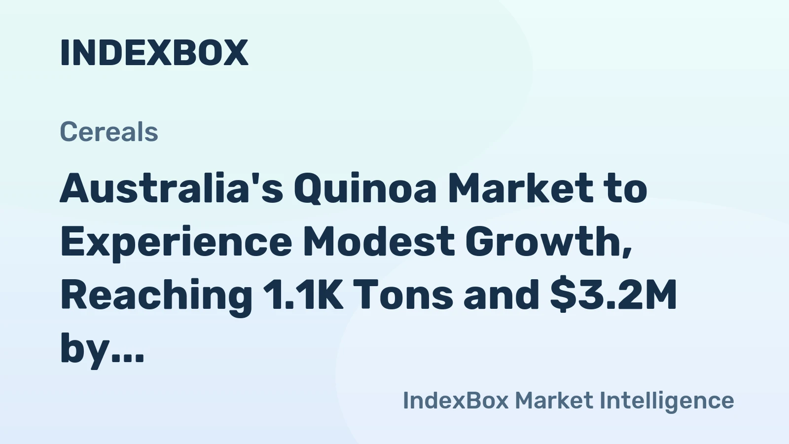 Australia's Quinoa Market to Experience Modest Growth, Reaching 1.1K Tons and $3.2M by 2035