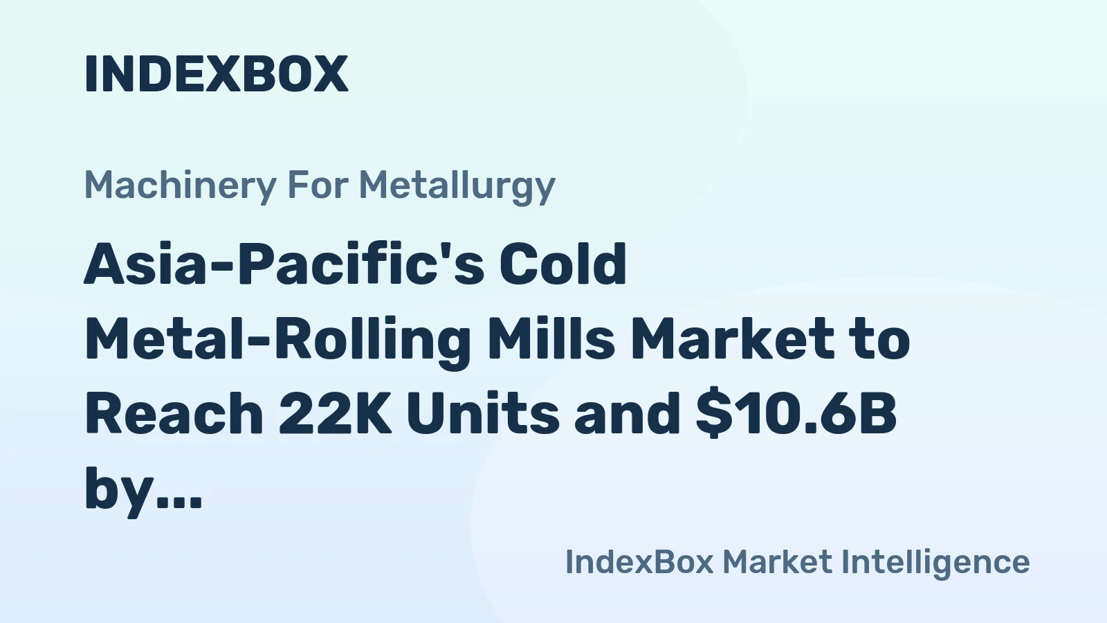 Asia-Pacific's Cold Metal-Rolling Mills Market to Reach 22K Units and $10.6B by 2035