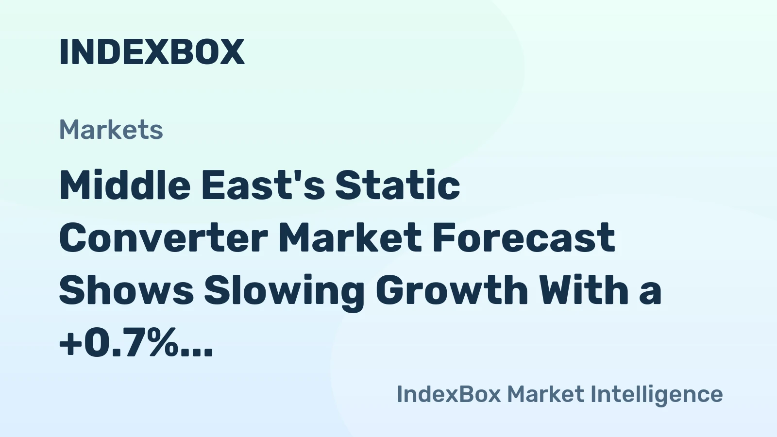 Middle East's Static Converter Market Forecast Shows Slowing Growth With a +0.7% Value CAGR to 2035