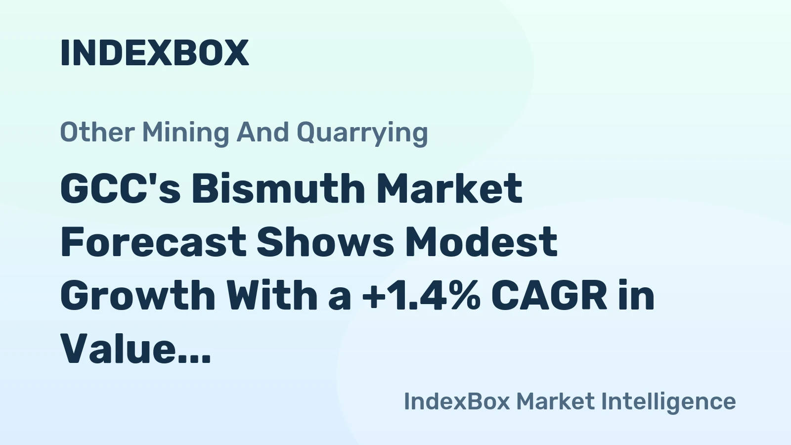 GCC's Bismuth Market Forecast Shows Modest Growth With a +1.4% CAGR in Value Through 2035