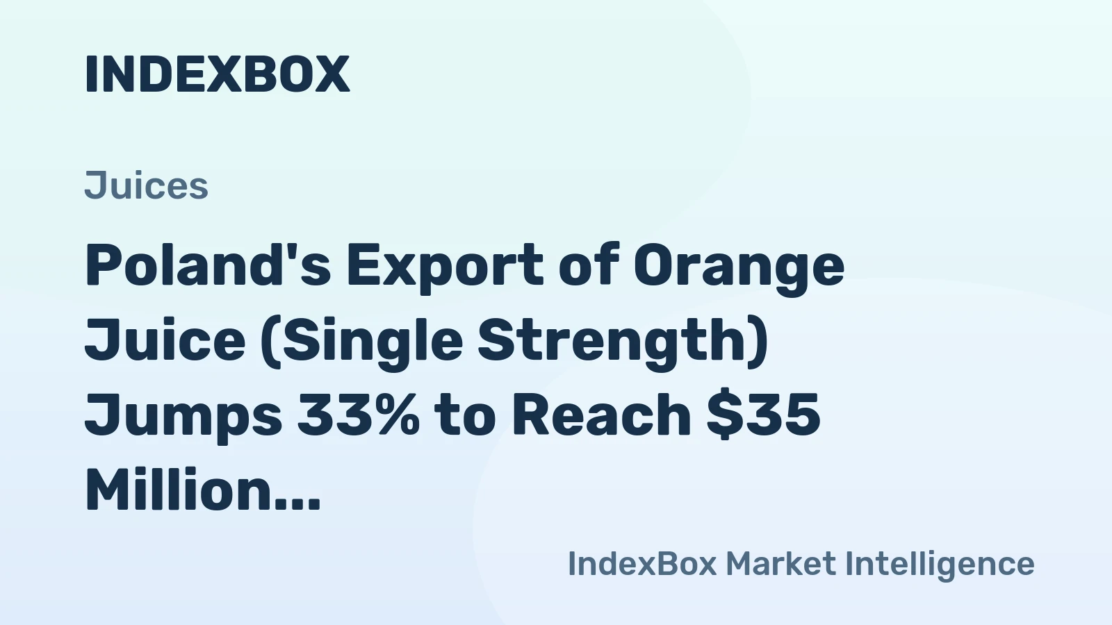 Poland's Export of Orange Juice (Single Strength) Jumps 33% to Reach $35 Million in 2023