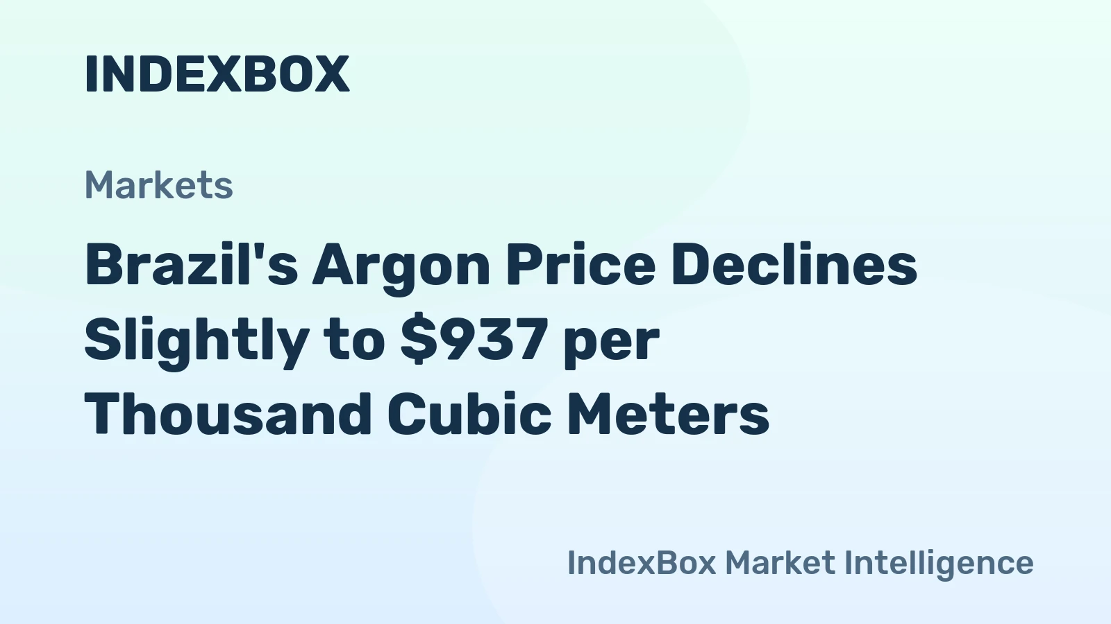 Brazil's Argon Price Declines Slightly to $937 per Thousand Cubic Meters