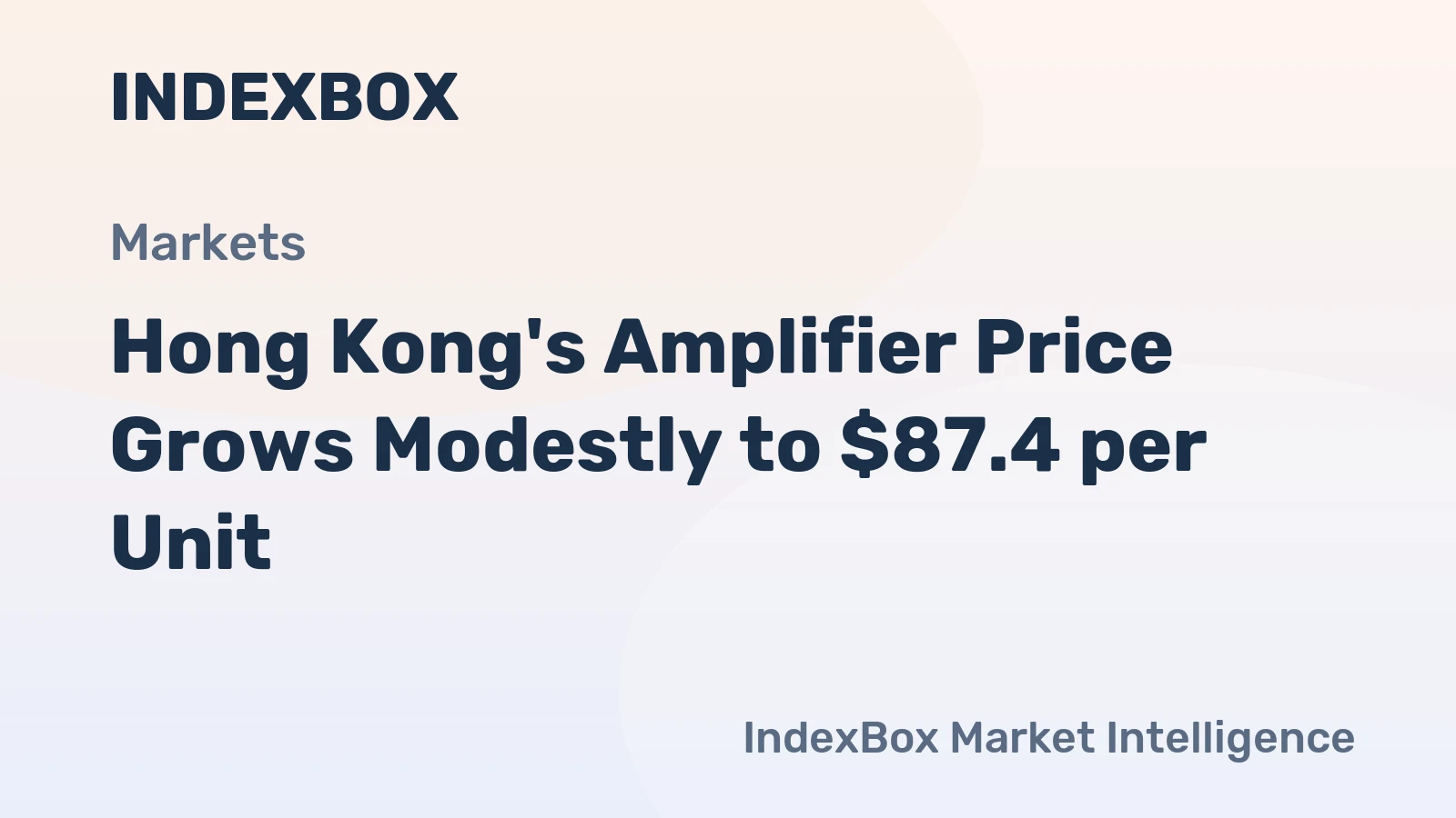 Hong Kong's Amplifier Price Grows Modestly to $87.4 per Unit