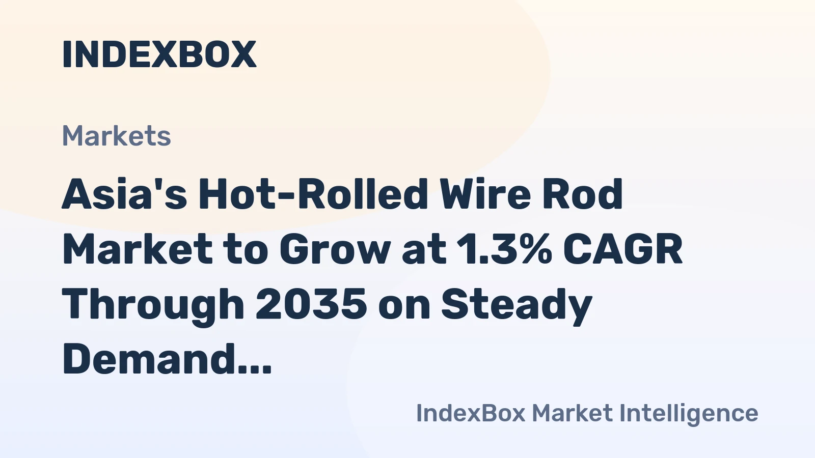 Asia's Hot-Rolled Wire Rod Market to Grow at 1.3% CAGR Through 2035 on Steady Demand