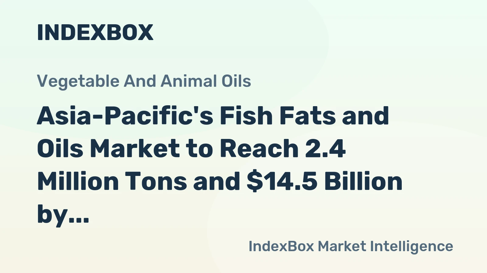 Asia-Pacific's Fish Fats and Oils Market to Reach 2.4 Million Tons and $14.5 Billion by 2035