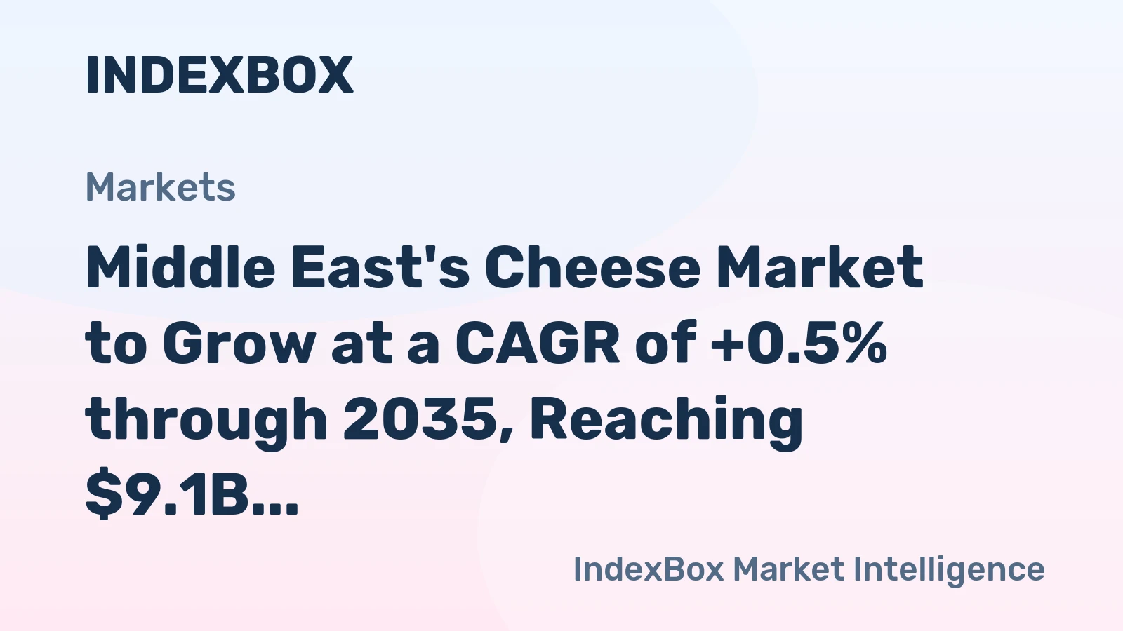 Middle East's Cheese Market to Grow at a CAGR of +0.5% through 2035, Reaching $9.1B in Value