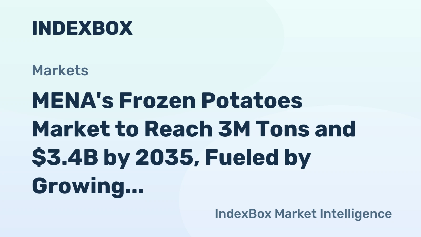 MENA's Frozen Potatoes Market to Reach 3M Tons and $3.4B by 2035, Fueled by Growing Demand