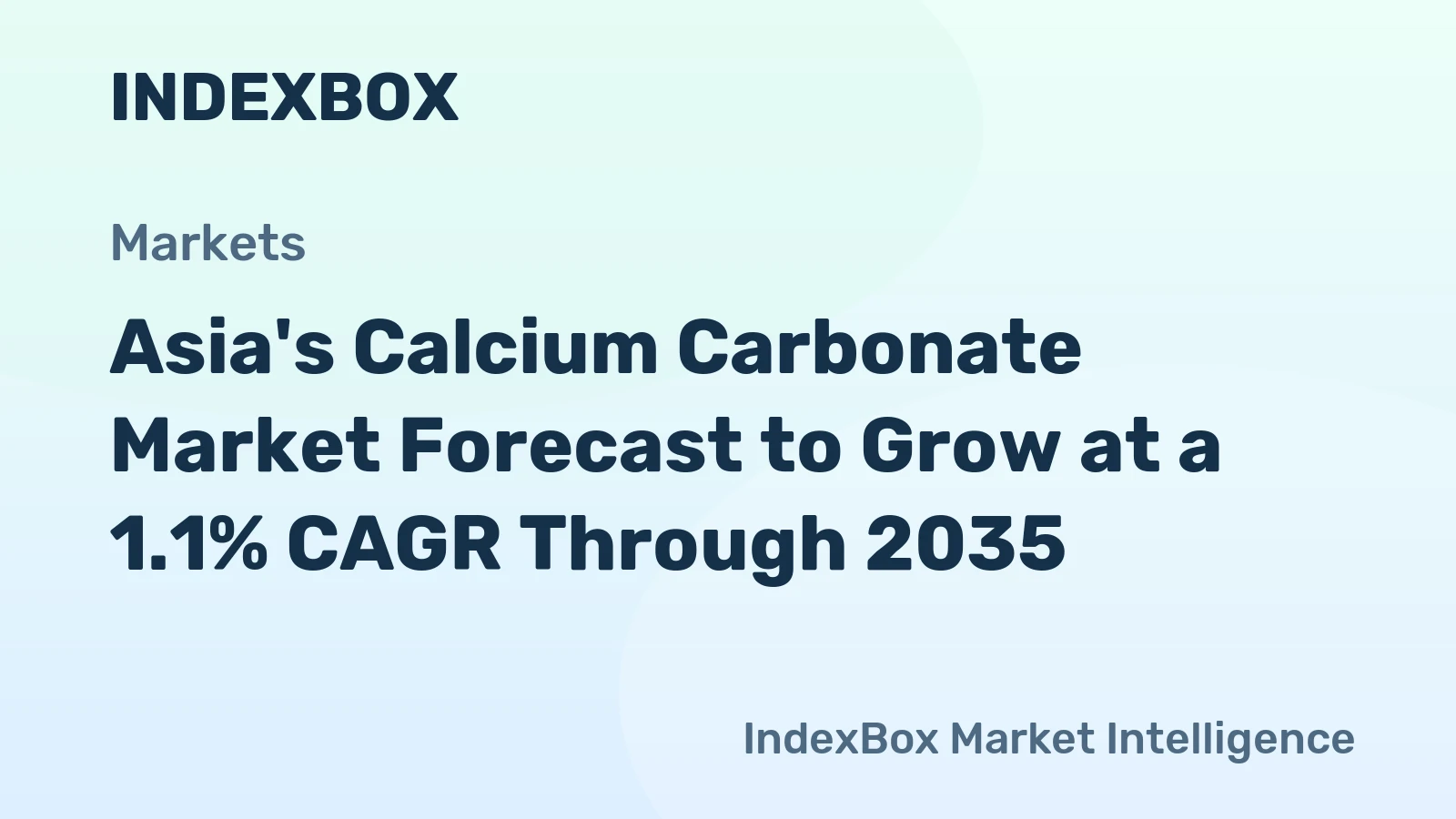 Asia's Calcium Carbonate Market Forecast to Grow at a 1.1% CAGR Through 2035