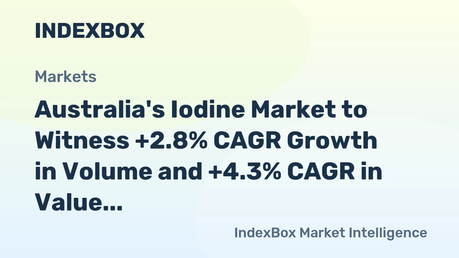 Australia's Iodine Market to Witness +2.8% CAGR Growth in Volume and +4.3% CAGR in Value by 2035