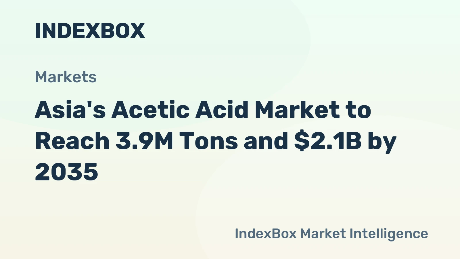 Asia's Acetic Acid Market to Reach 3.9M Tons and $2.1B by 2035
