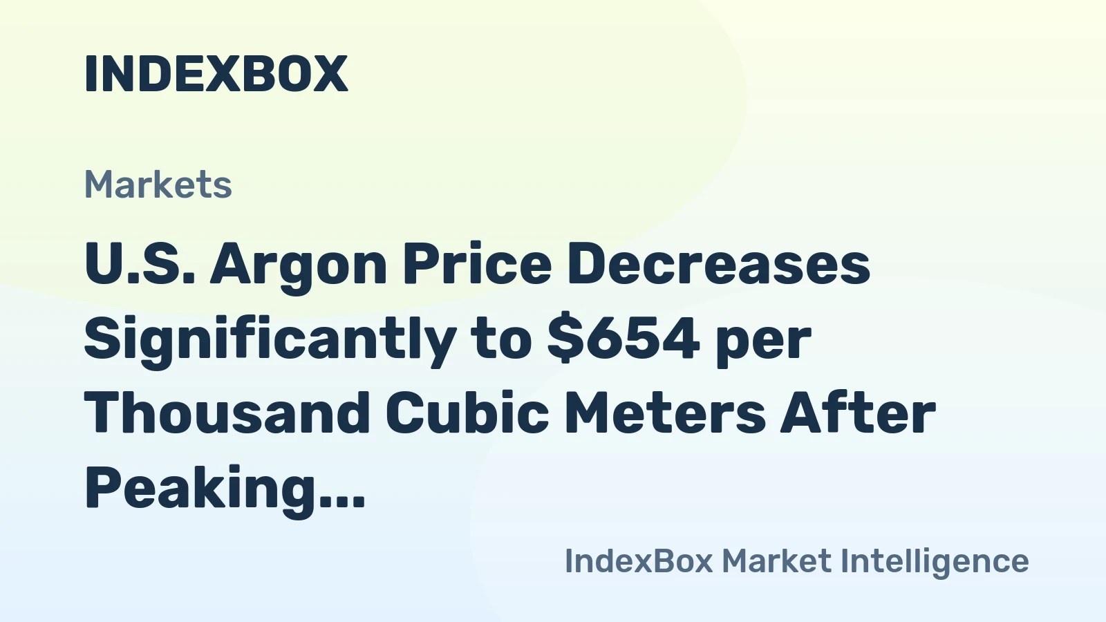 U.S. Argon Price Decreases Significantly to $654 per Thousand Cubic Meters After Peaking in Q2