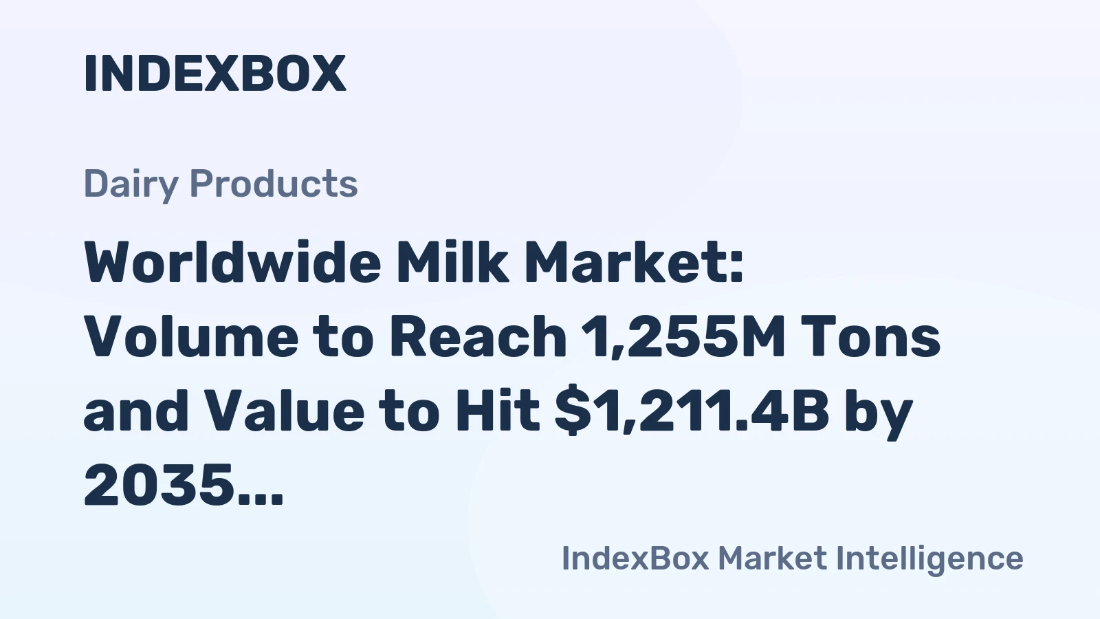 Worldwide Milk Market: Volume to Reach 1,255M Tons and Value to Hit $1,211.4B by 2035