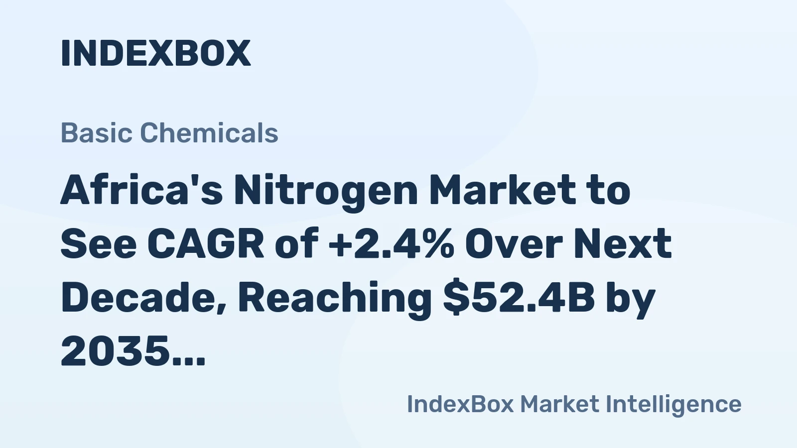 Africa's Nitrogen Market to See CAGR of +2.4% Over Next Decade, Reaching $52.4B by 2035