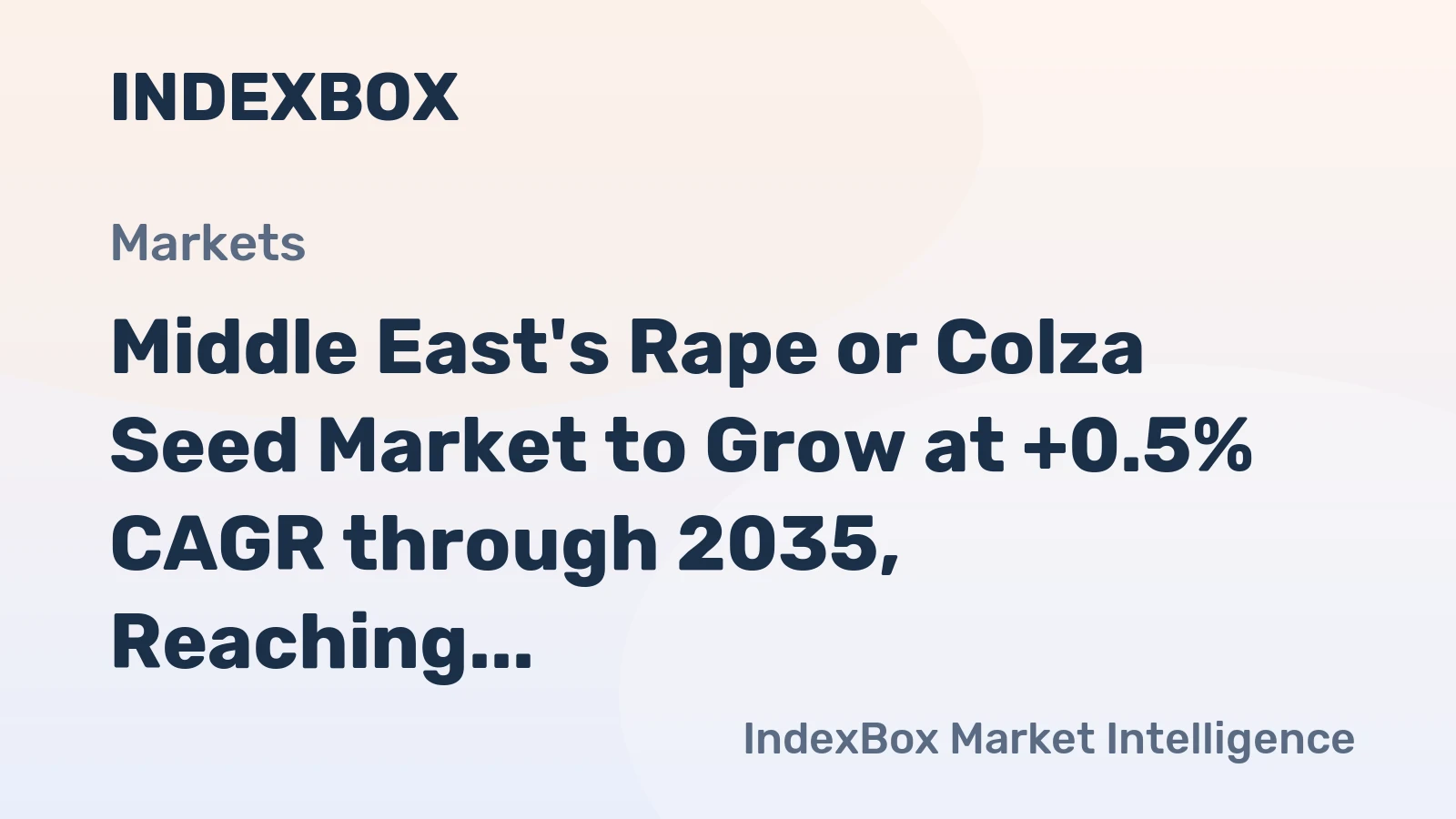 Middle East's Rape or Colza Seed Market to Grow at +0.5% CAGR through 2035, Reaching 1.5M Tons in Volume
