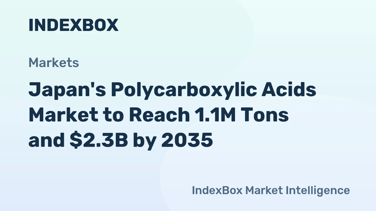 Japan's Polycarboxylic Acids Market to Reach 1.1M Tons and $2.3B by 2035