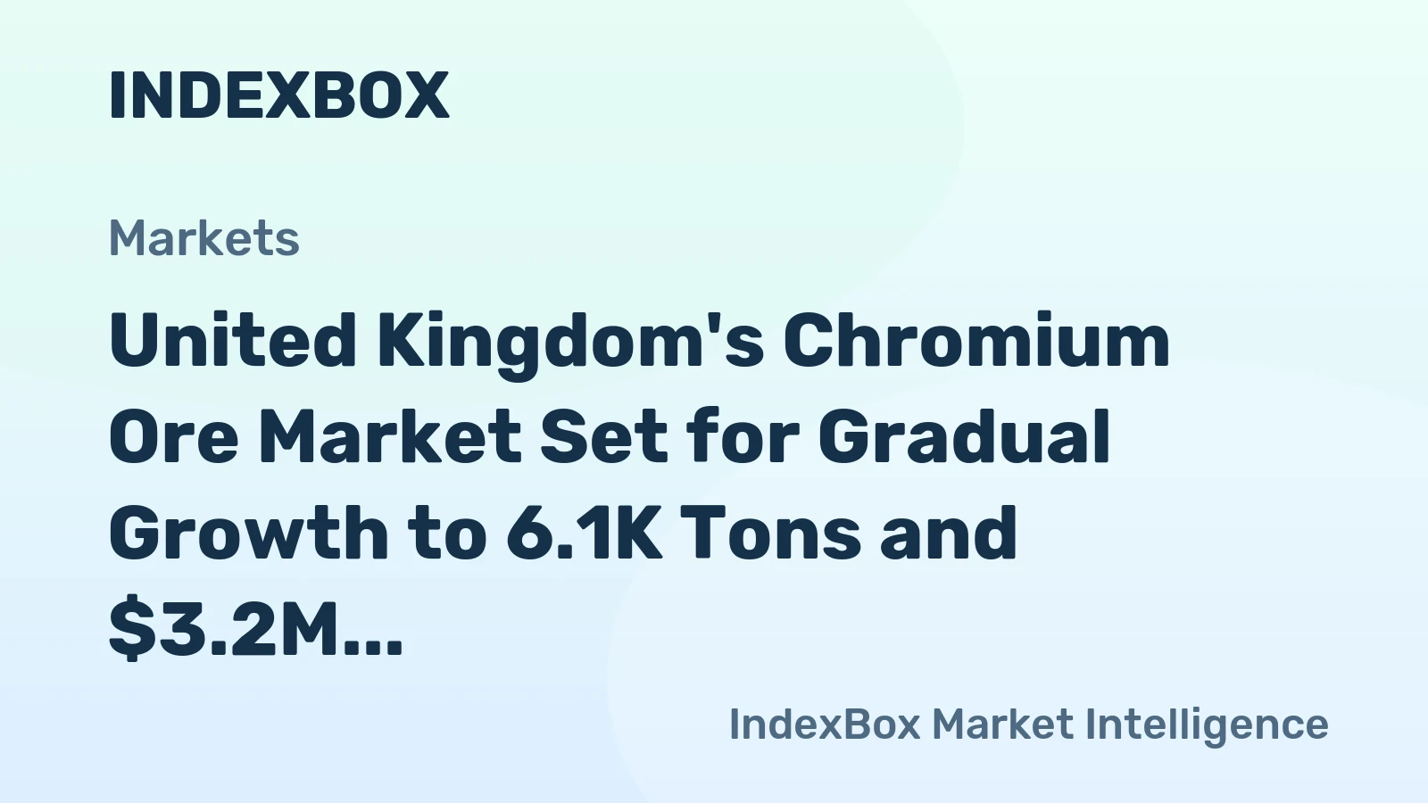 United Kingdom's Chromium Ore Market Set for Gradual Growth to 6.1K Tons and $3.2M by 2035