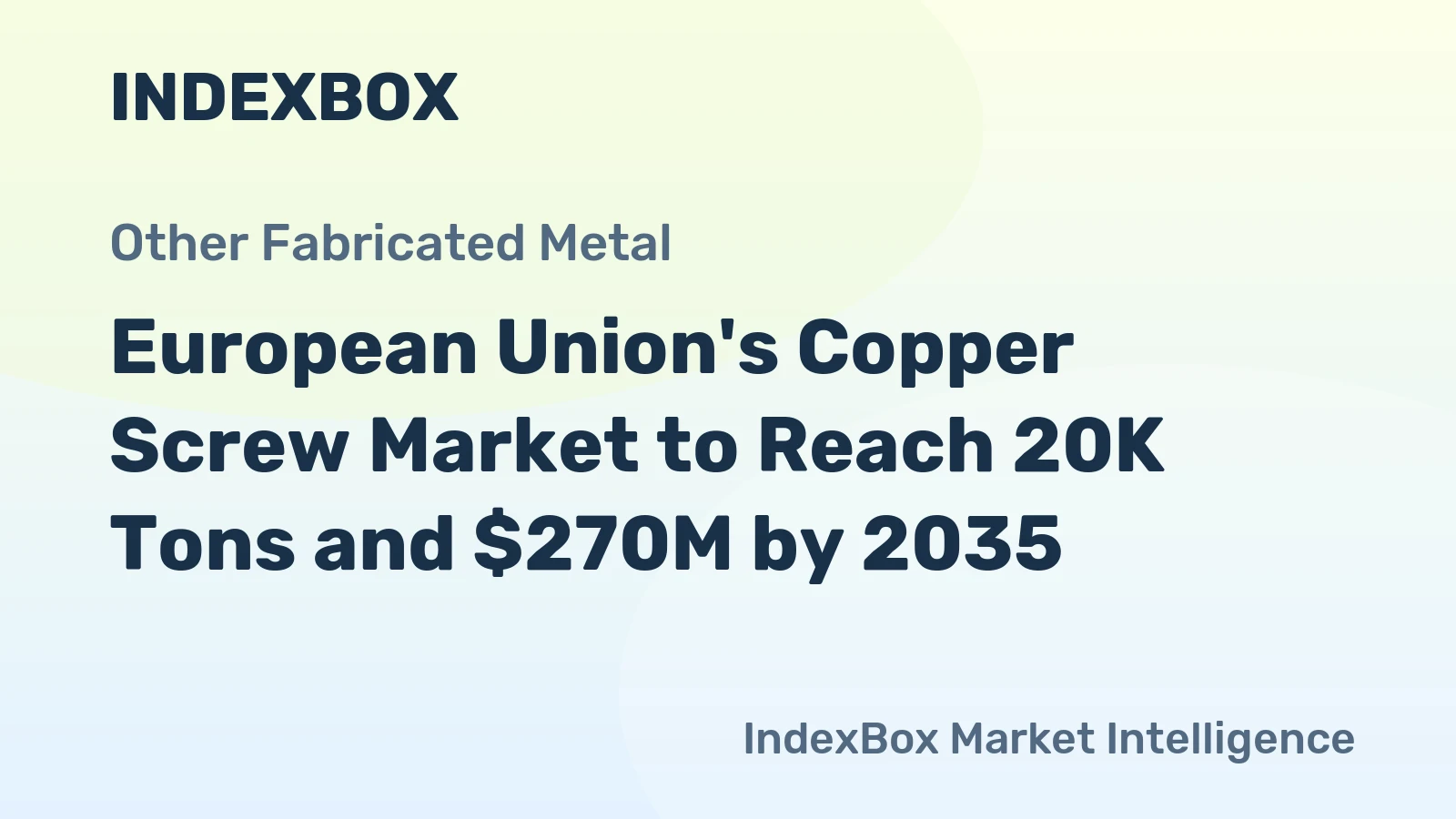 European Union's Copper Screw Market to Reach 20K Tons and $270M by 2035