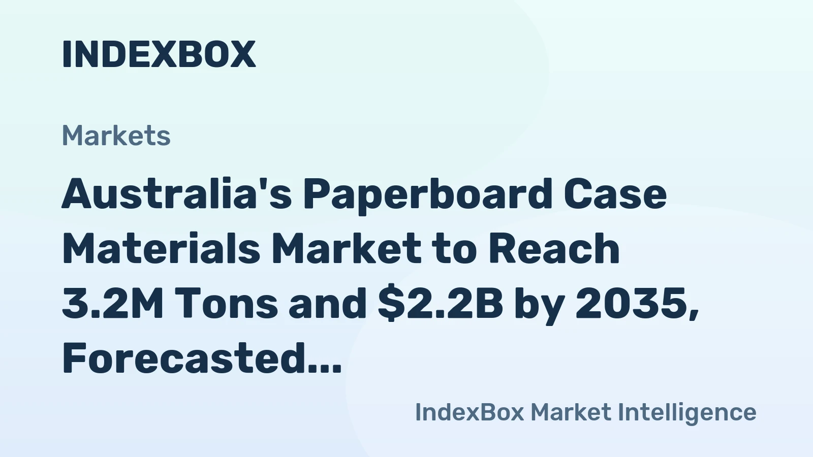 Australia's Paperboard Case Materials Market to Reach 3.2M Tons and $2.2B by 2035, Forecasted to Grow at +4.2% and +5.7% CAGR Respectively
