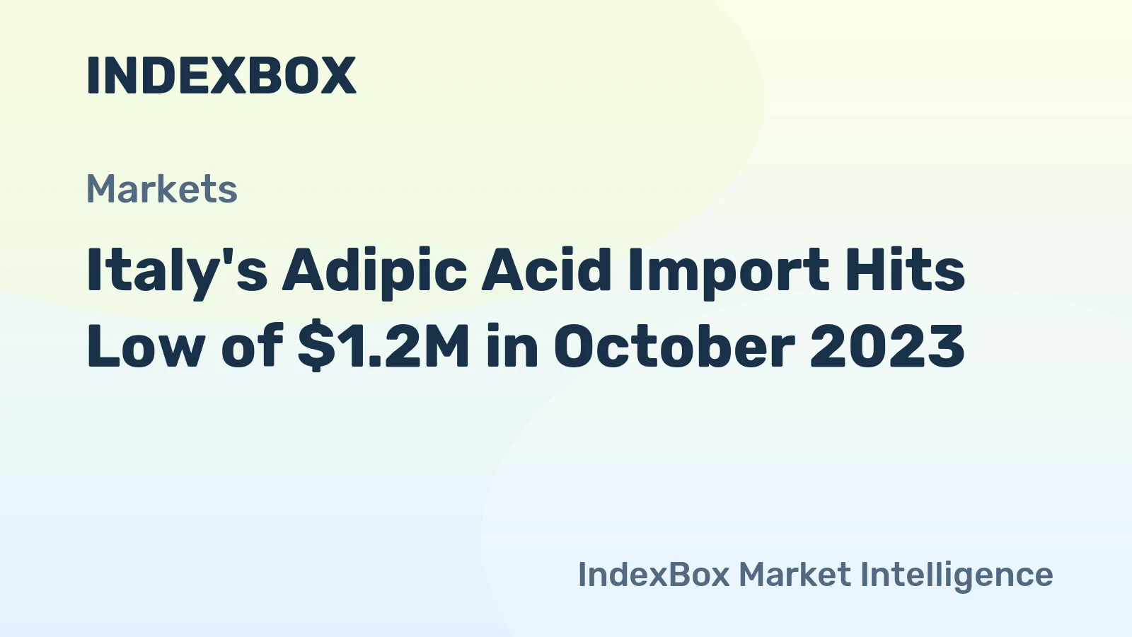 Italy's Adipic Acid Import Hits Low of $1.2M in October 2023