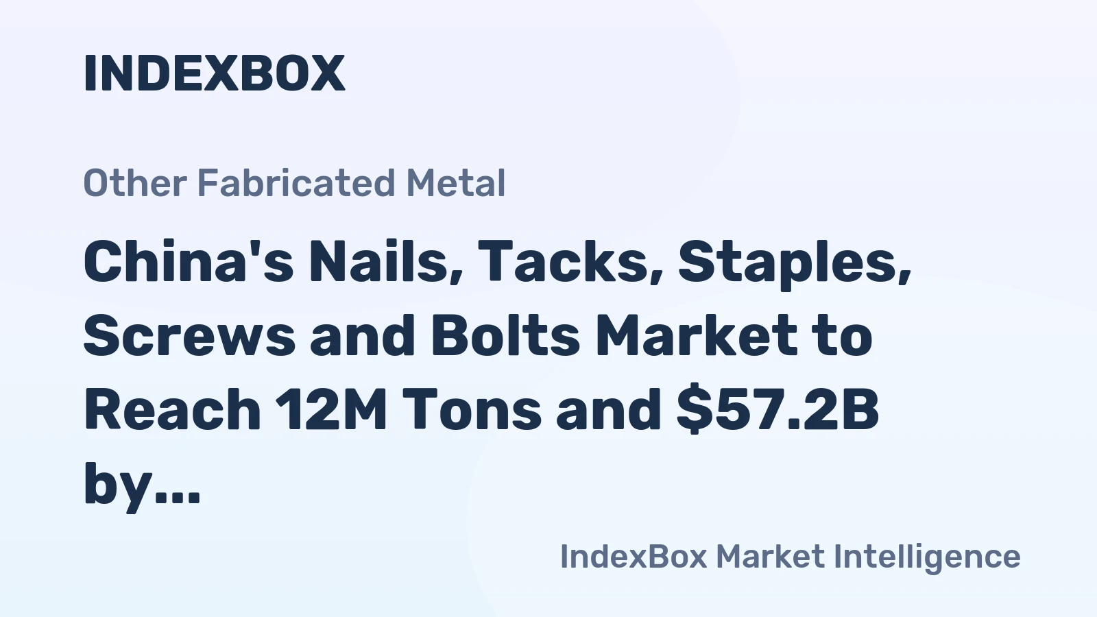 China's Nails, Tacks, Staples, Screws and Bolts Market to Reach 12M Tons and $57.2B by 2035