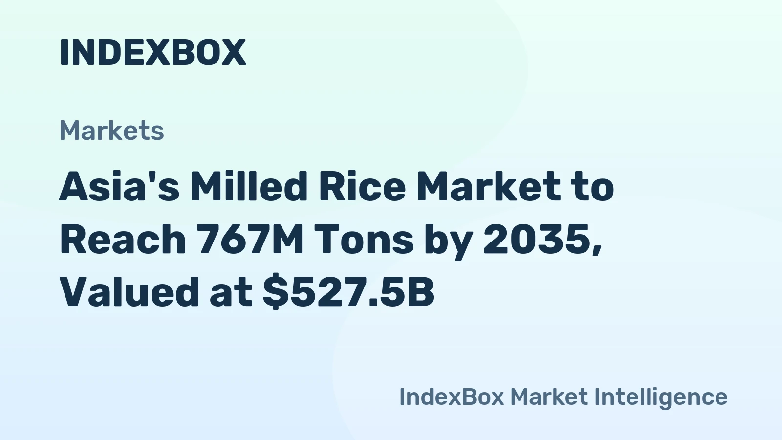 Asia's Milled Rice Market to Reach 767M Tons by 2035, Valued at $527.5B