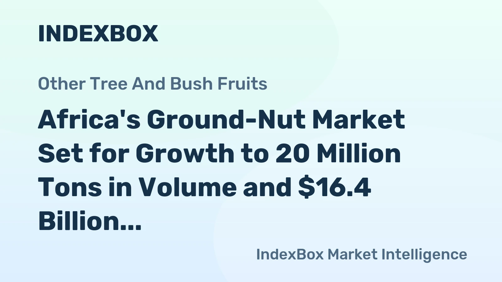 Africa's Ground-Nut Market Set for Growth to 20 Million Tons in Volume and $16.4 Billion in Value