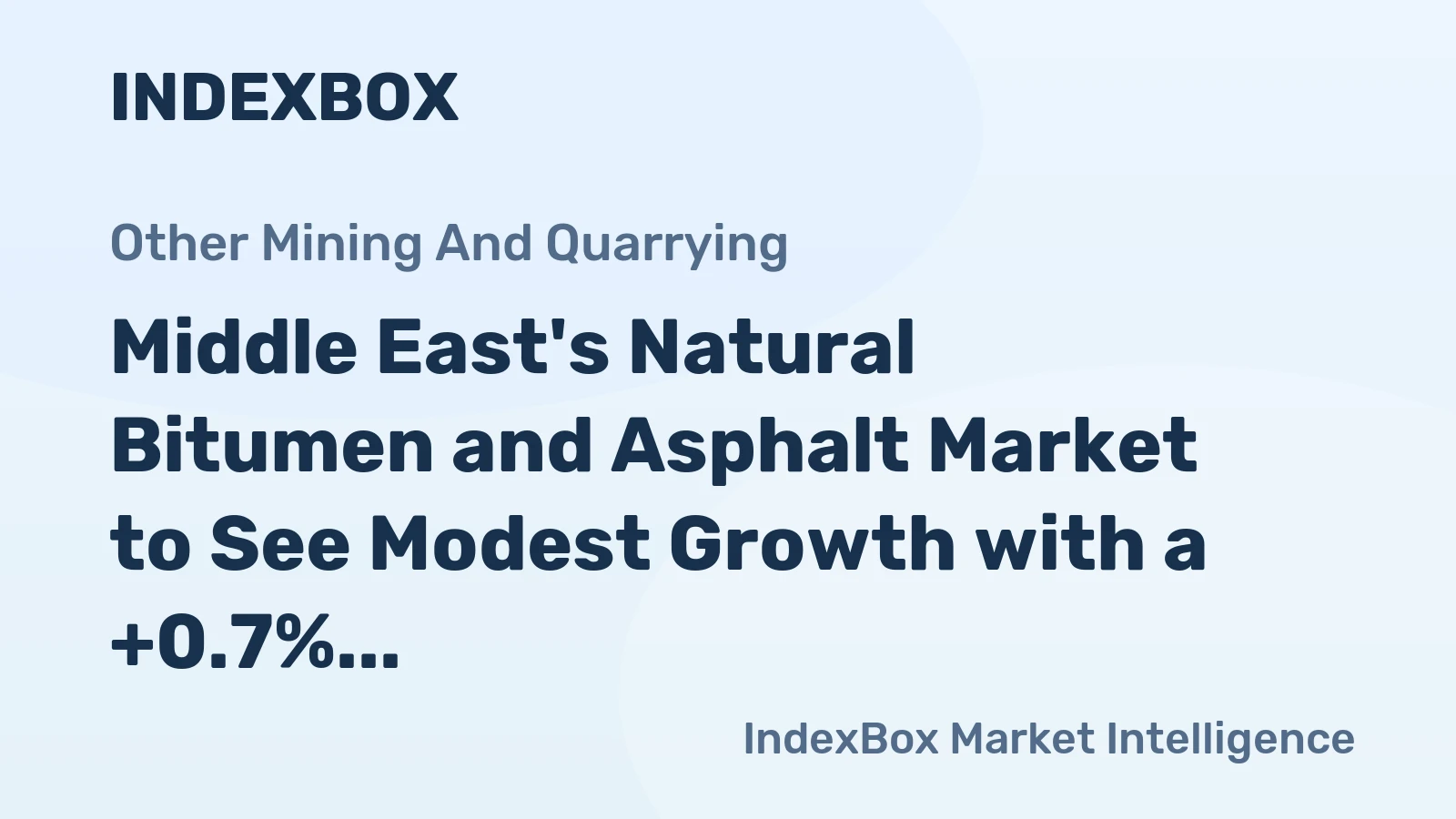 Middle East's Natural Bitumen and Asphalt Market to See Modest Growth with a +0.7% Volume CAGR