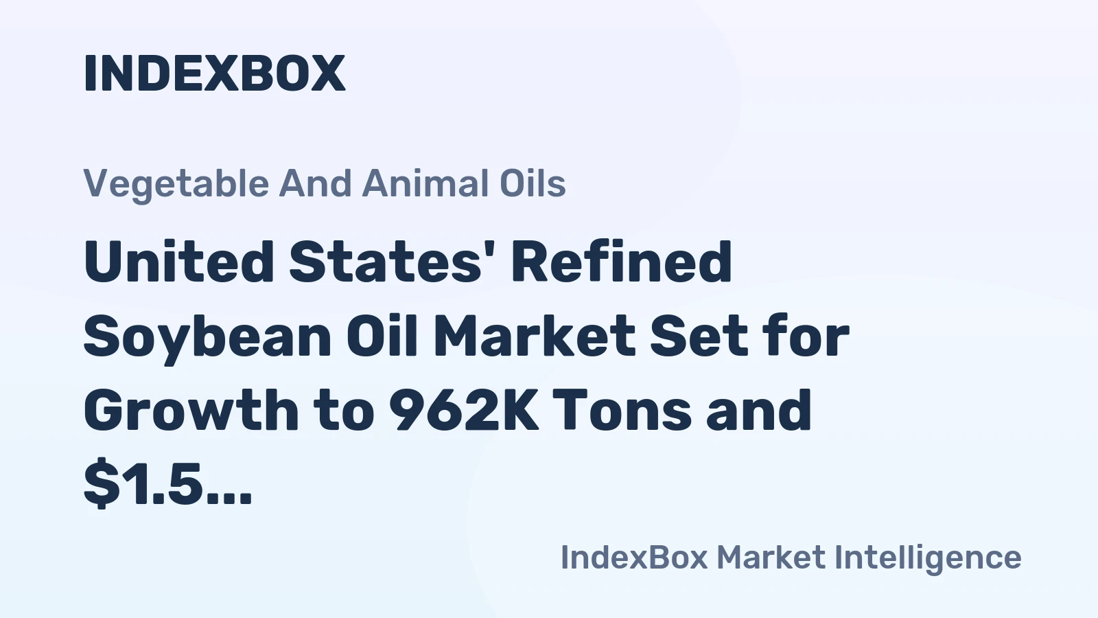 United States' Refined Soybean Oil Market Set for Growth to 962K Tons and $1.5 Billion