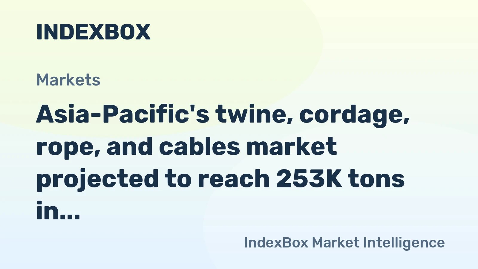 Asia-Pacific's twine, cordage, rope, and cables market projected to reach 253K tons in volume and $1.4B in value by 2035