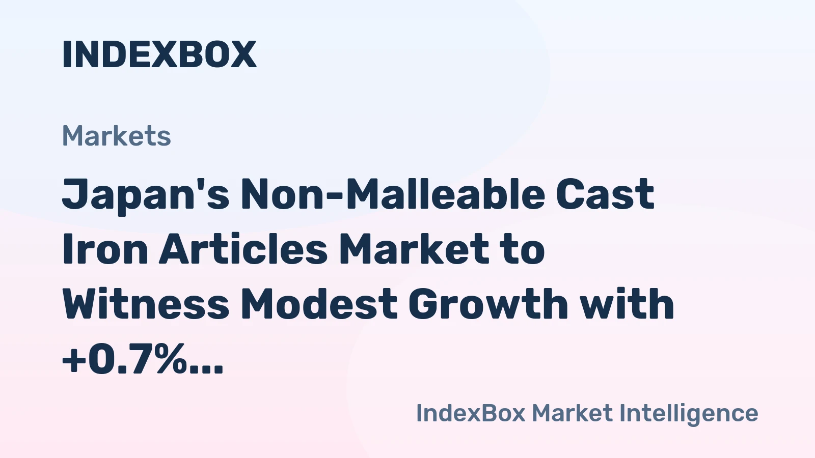 Japan's Non-Malleable Cast Iron Articles Market to Witness Modest Growth with +0.7% CAGR from 2024 to 2035