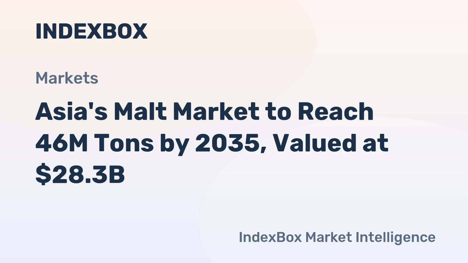 Asia's Malt Market to Reach 46M Tons by 2035, Valued at $28.3B