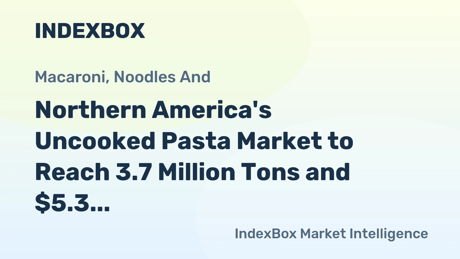 Northern America's Uncooked Pasta Market to Reach 3.7 Million Tons and $5.3 Billion by 2035