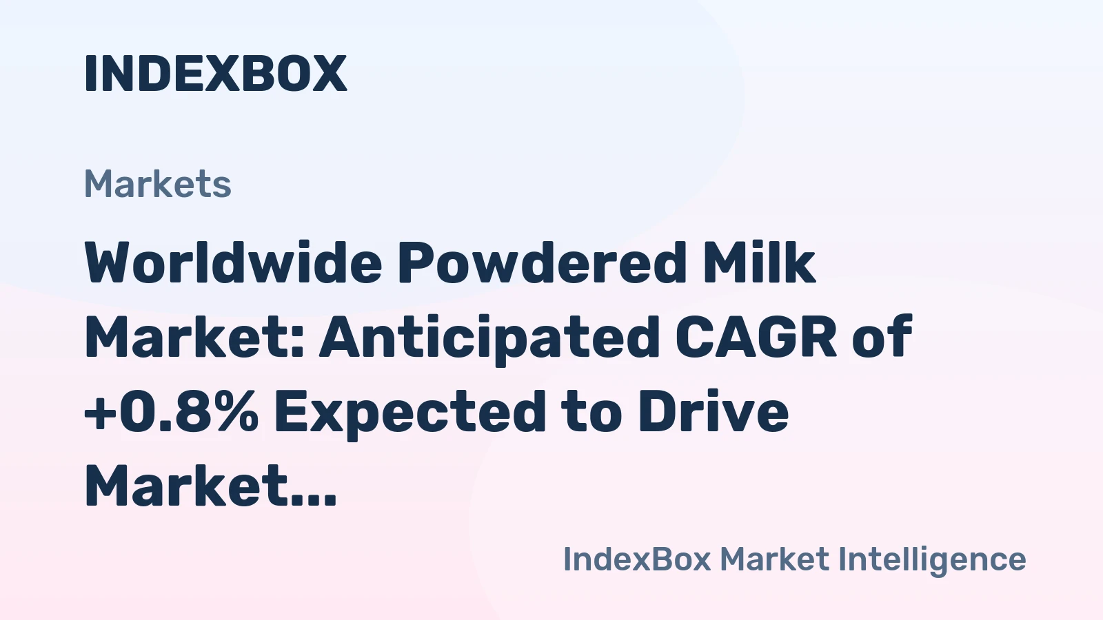 Worldwide Powdered Milk Market: Anticipated CAGR of +0.8% Expected to Drive Market Growth to $35.1B by 2035