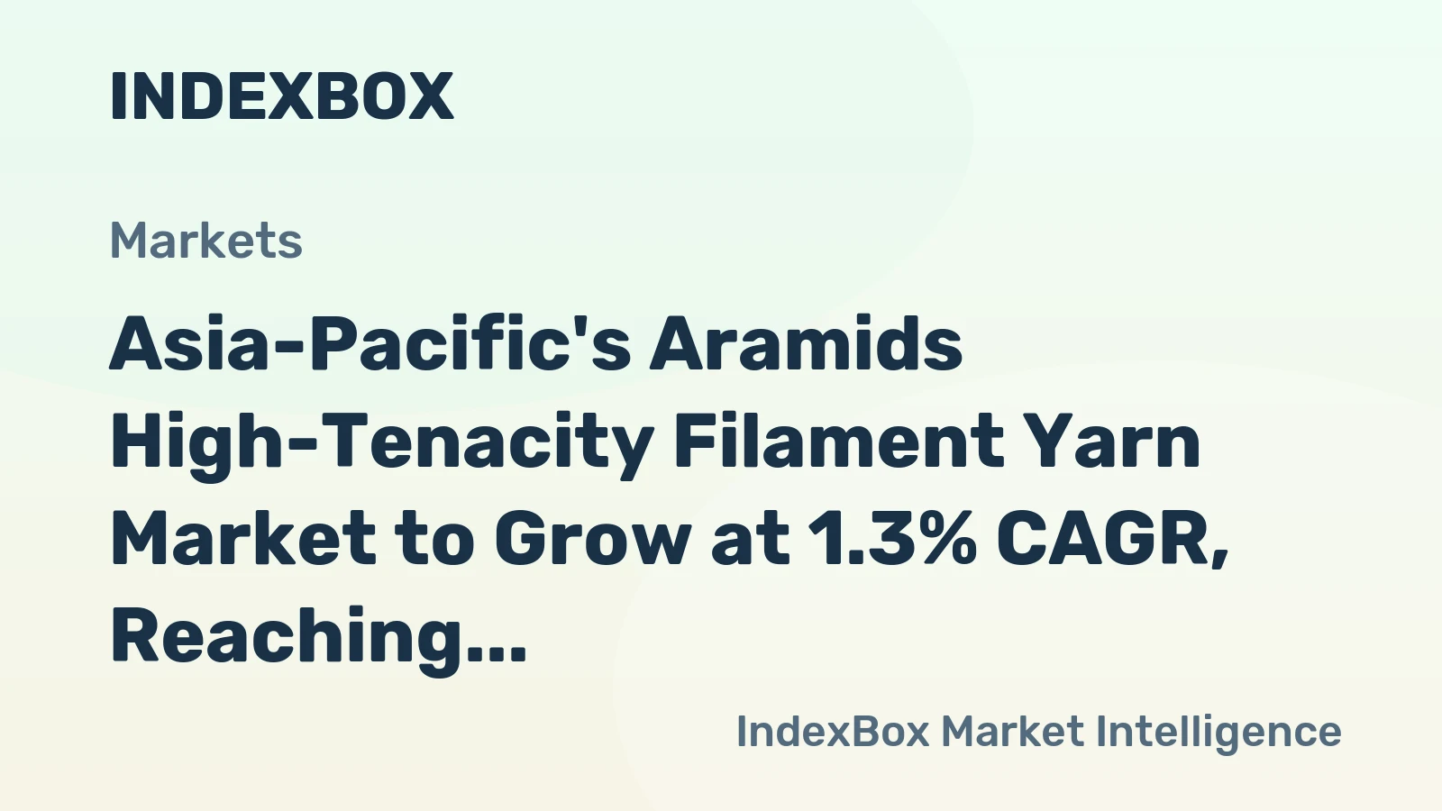 Asia-Pacific's Aramids High-Tenacity Filament Yarn Market to Grow at 1.3% CAGR, Reaching $3.8B by 2035