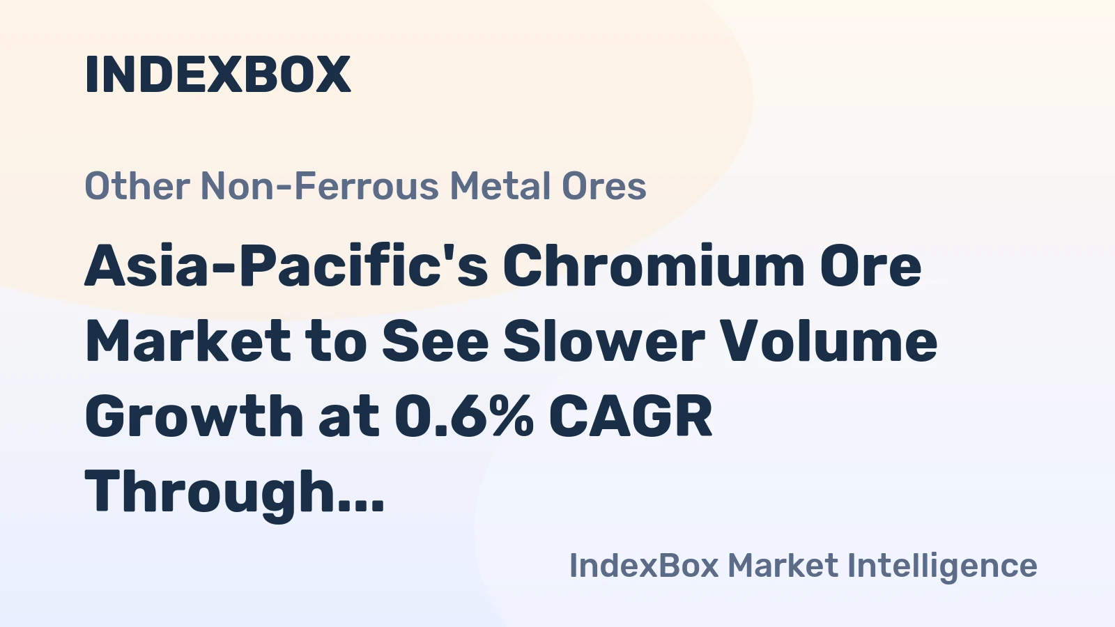 Asia-Pacific's Chromium Ore Market to See Slower Volume Growth at 0.6% CAGR Through 2035