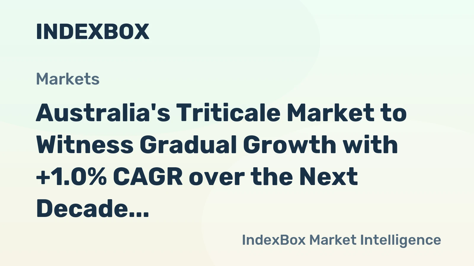 Australia's Triticale Market to Witness Gradual Growth with +1.0% CAGR over the Next Decade