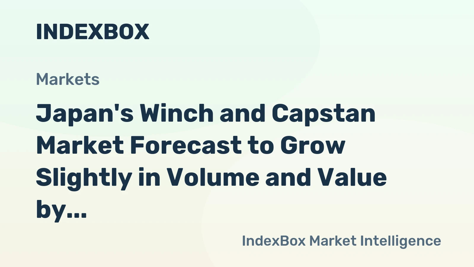 Japan's Winch and Capstan Market Forecast to Grow Slightly in Volume and Value by 2035