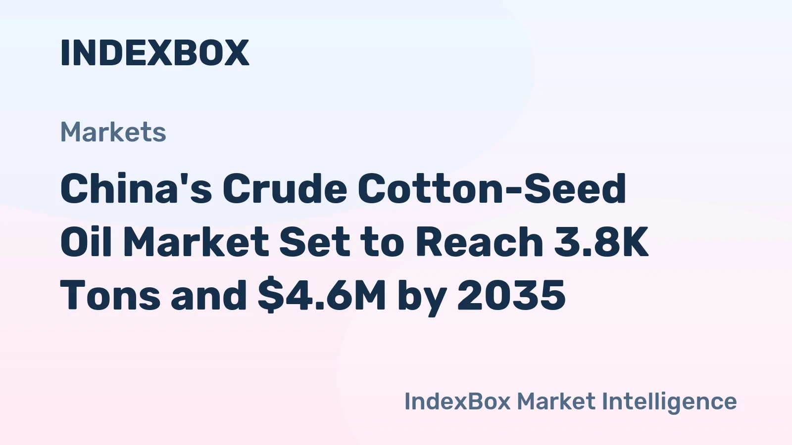 China's Crude Cotton-Seed Oil Market Set to Reach 3.8K Tons and $4.6M by 2035