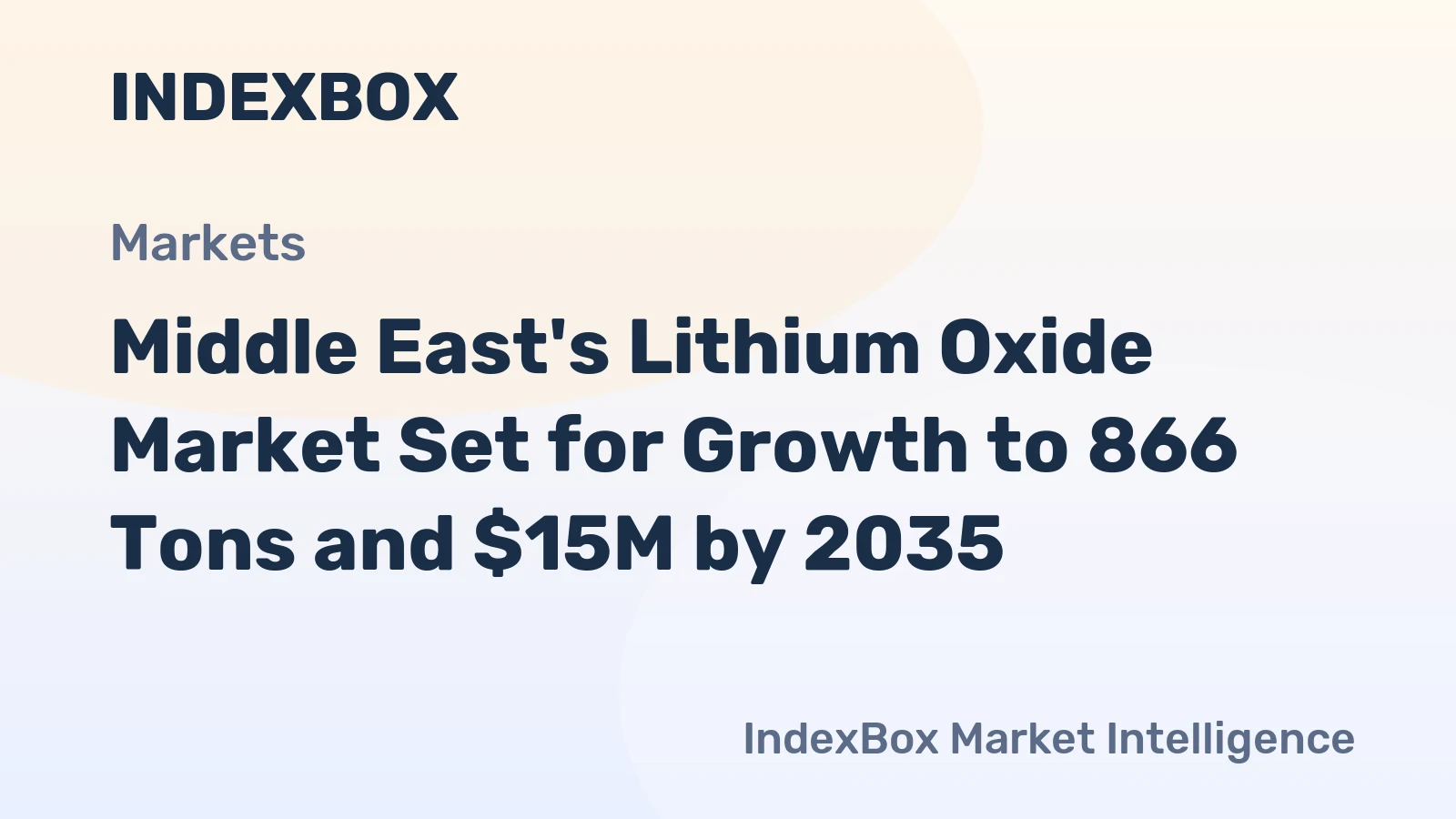 Middle East's Lithium Oxide Market Set for Growth to 866 Tons and $15M by 2035