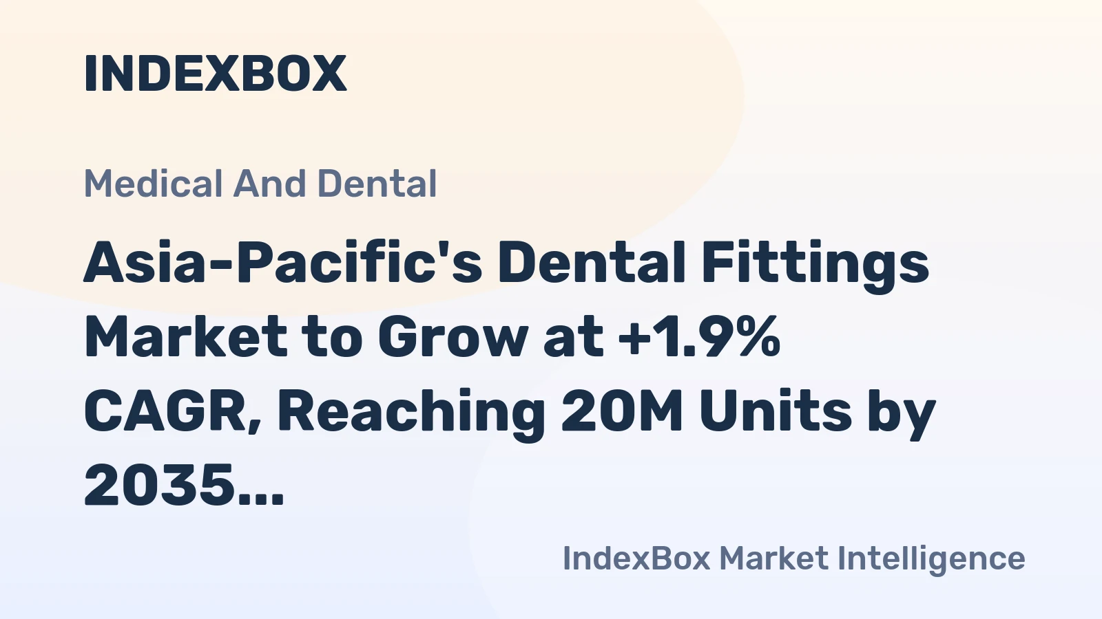 Asia-Pacific's Dental Fittings Market to Grow at +1.9% CAGR, Reaching 20M Units by 2035