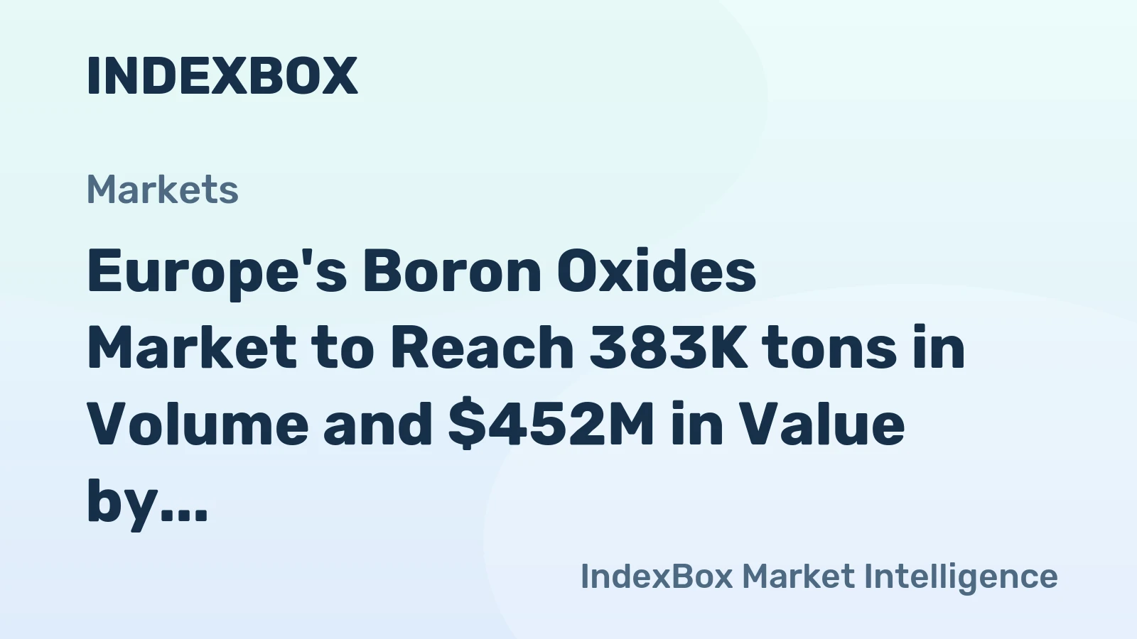 Europe's Boron Oxides Market to Reach 383K tons in Volume and $452M in Value by 2035