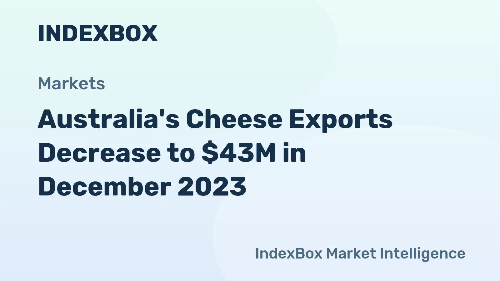 Australia's Cheese Exports Decrease to $43M in December 2023