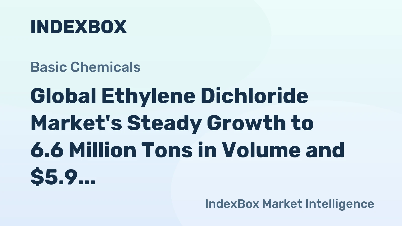 Global Ethylene Dichloride Market's Steady Growth to 6.6 Million Tons in Volume and $5.9 Billion in Value