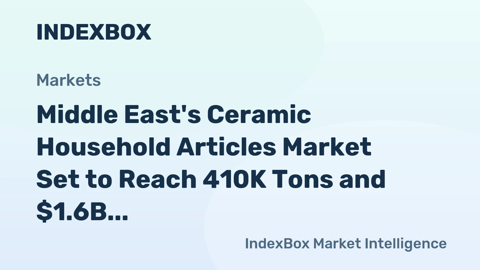 Middle East's Ceramic Household Articles Market Set to Reach 410K Tons and $1.6B by 2035