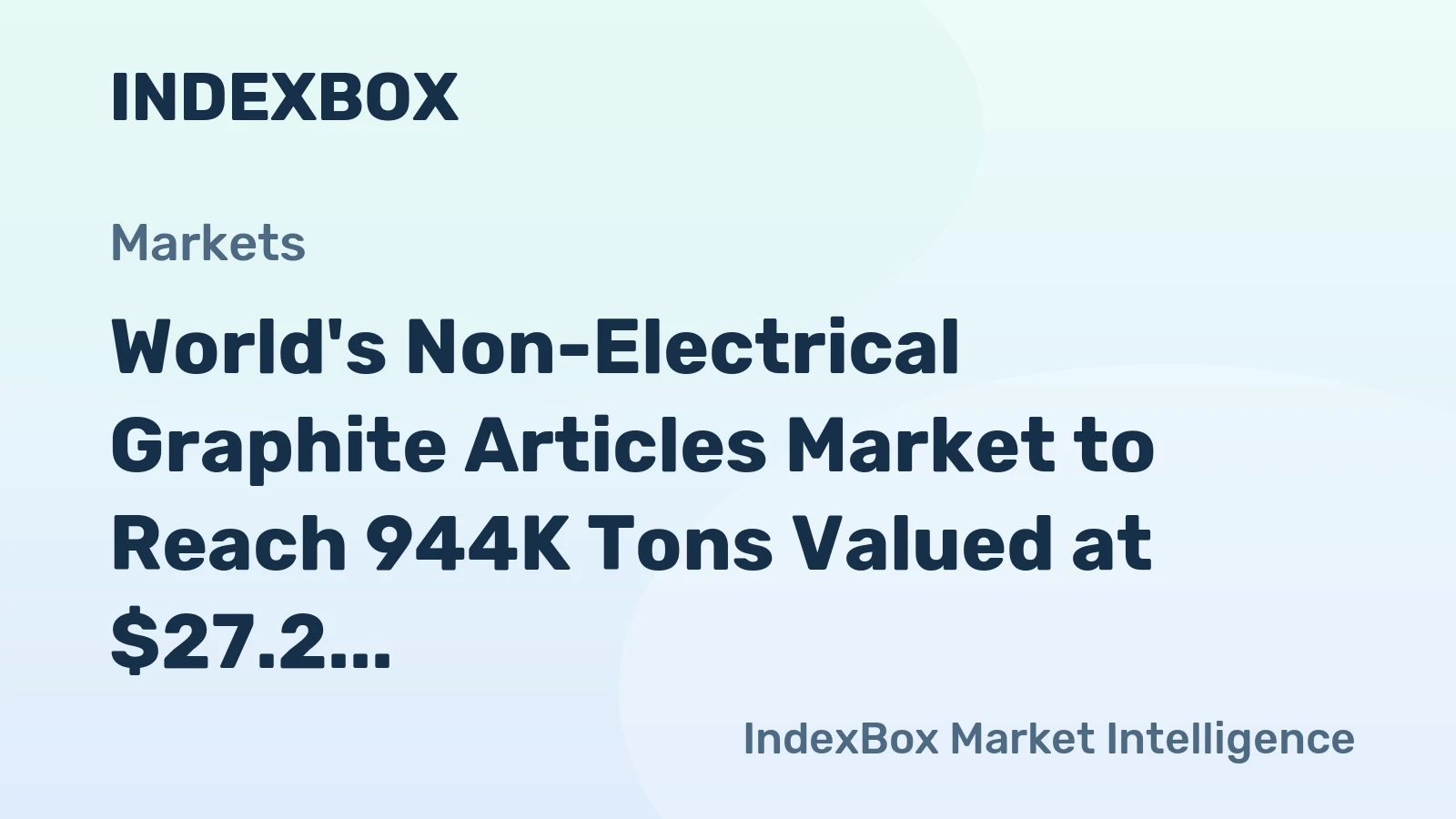 World's Non-Electrical Graphite Articles Market to Reach 944K Tons Valued at $27.2 Billion by 2035