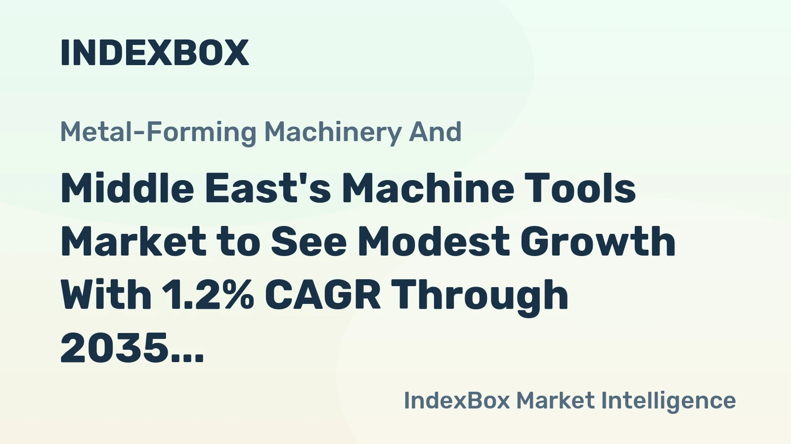 Middle East's Machine Tools Market to See Modest Growth With 1.2% CAGR Through 2035